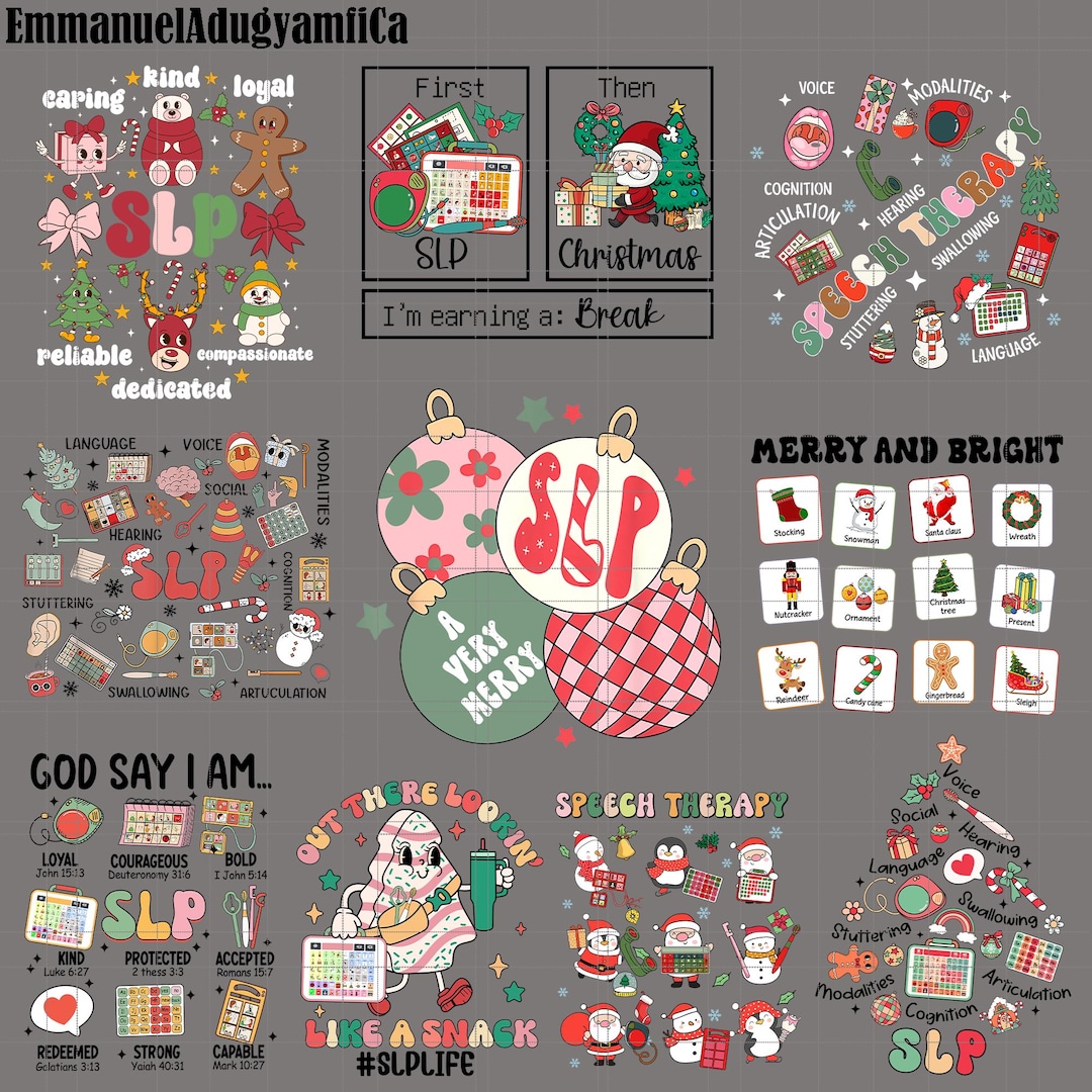 15+SLP Speech Language Pathologist PNG Bundle, SLP Christmas Png ...