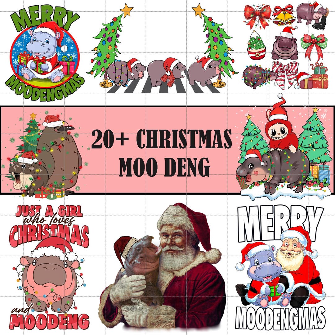 20moo Deng Christmas Png Bundle, Moo Deng Bootleg PNG, Baby Hippo Png ...