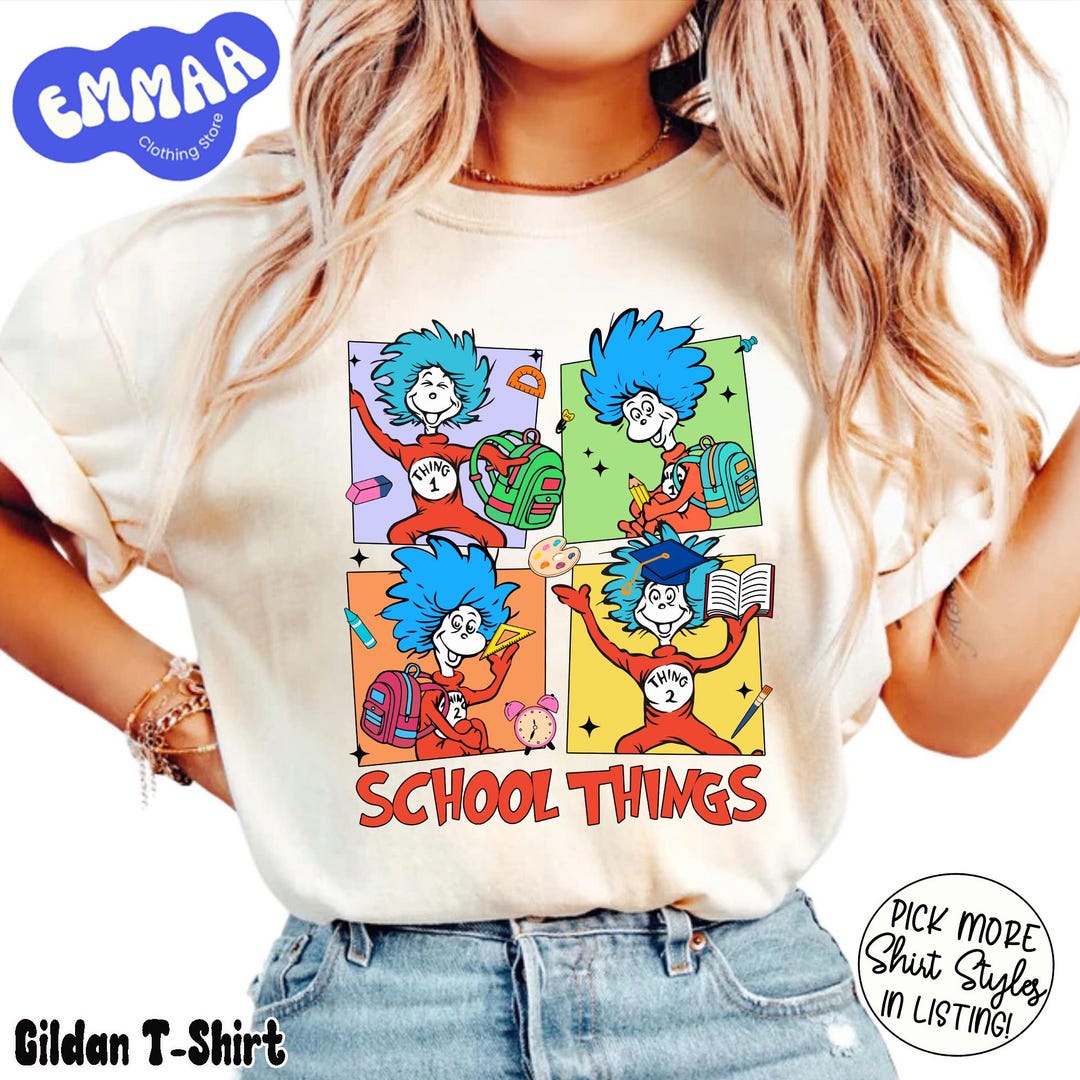 School Things Dr Seuss Shirt, Reading Day Shirt, Thing 1 Thing 2 Shirt ...