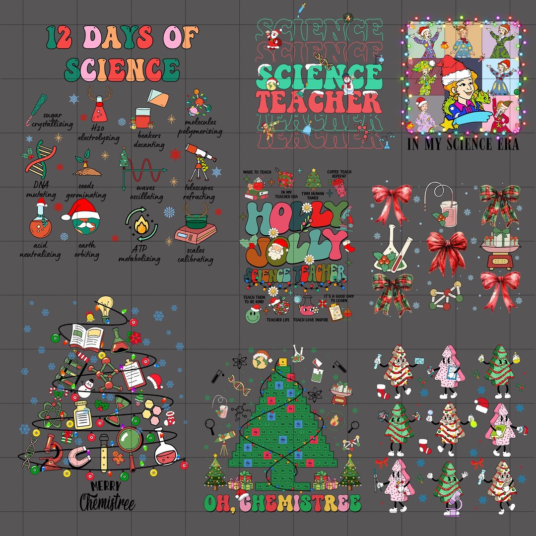 30 Files Science Teacher Christmas PNG Bundle, Science Teacher Holiday ...