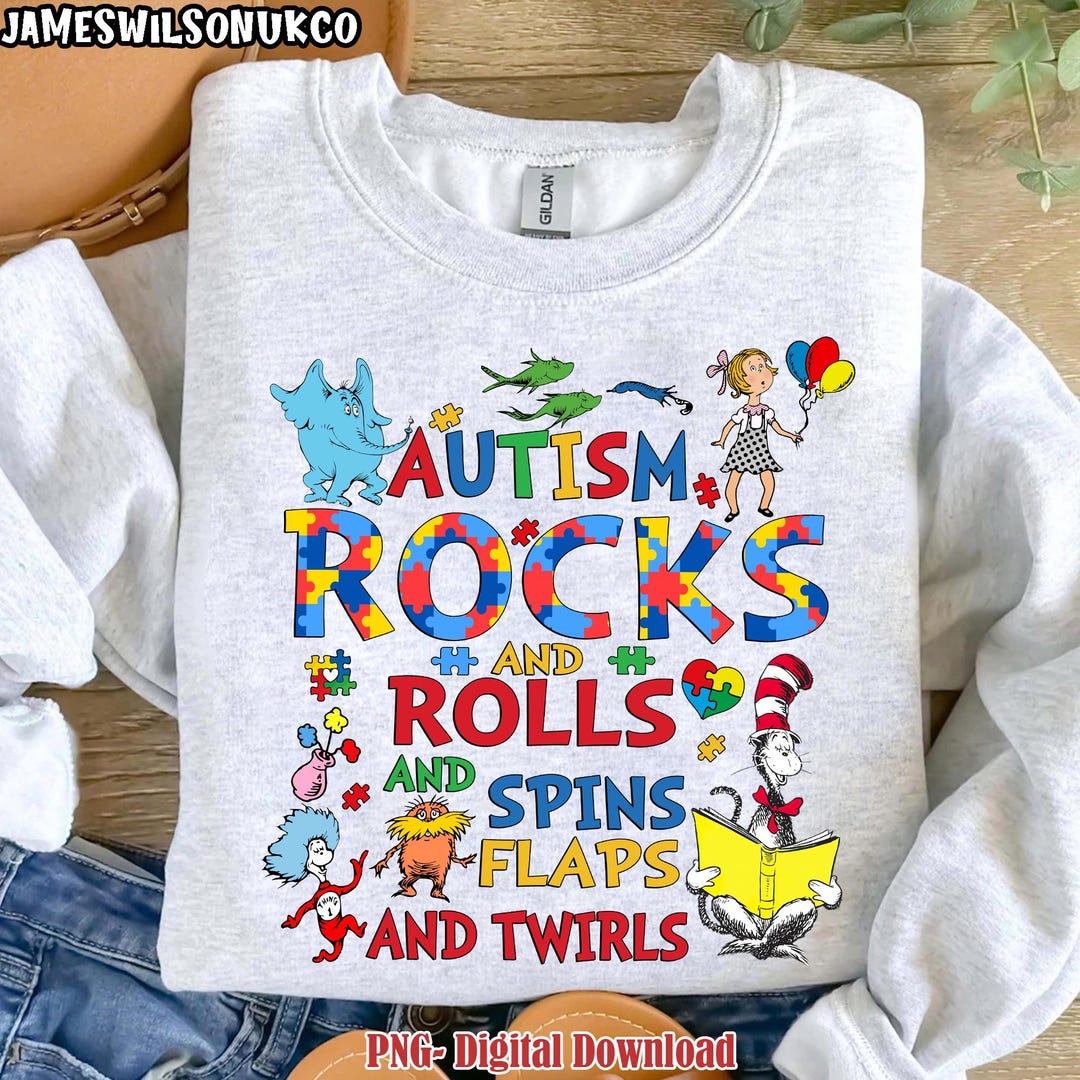 Autism Rocks and Rolls Dr Seuss Png, Autism Dr.susess Png Sublimation ...