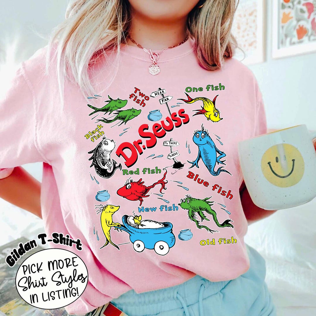 Dr. Seuss Day Shirt,one Fish Two Fish Red Fish Blue Shirt,100 Days ...