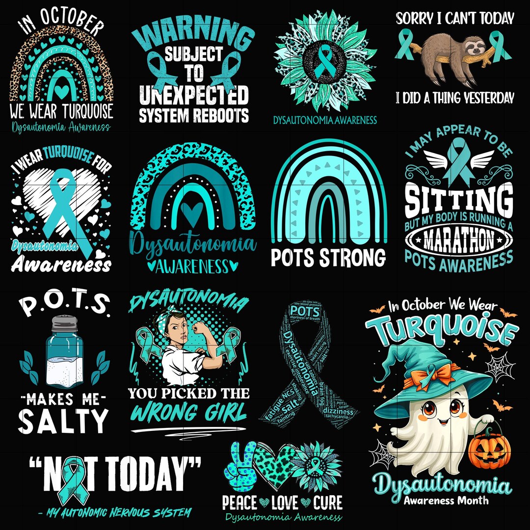 12POTS Awareness Png Bundle, in October We Wear Turquoise Png ...