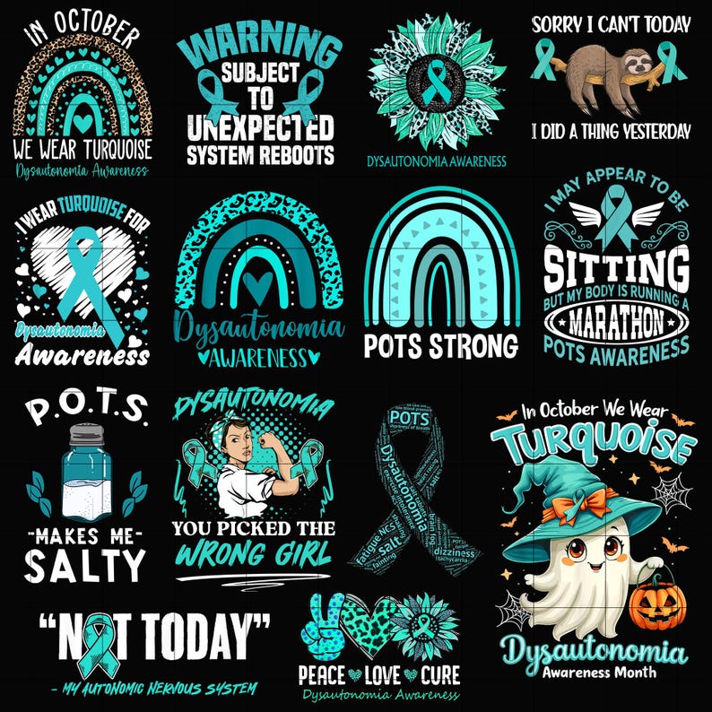 12POTS Awareness Png Bundle, in October We Wear Turquoise Png ...