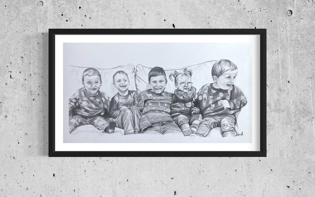 Sketch of Four People - Family Portrait - Family Pencil Sketch ...
