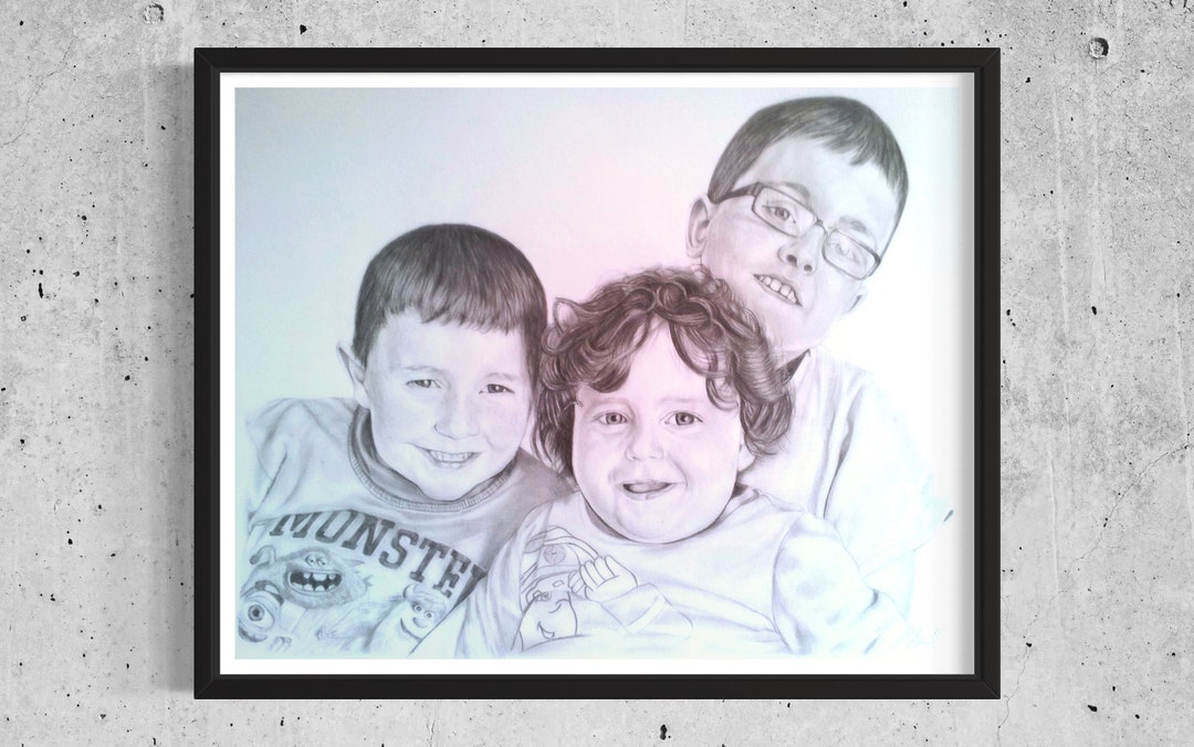 Sketch of Three People - Family Portrait - Family Pencil Sketch ...