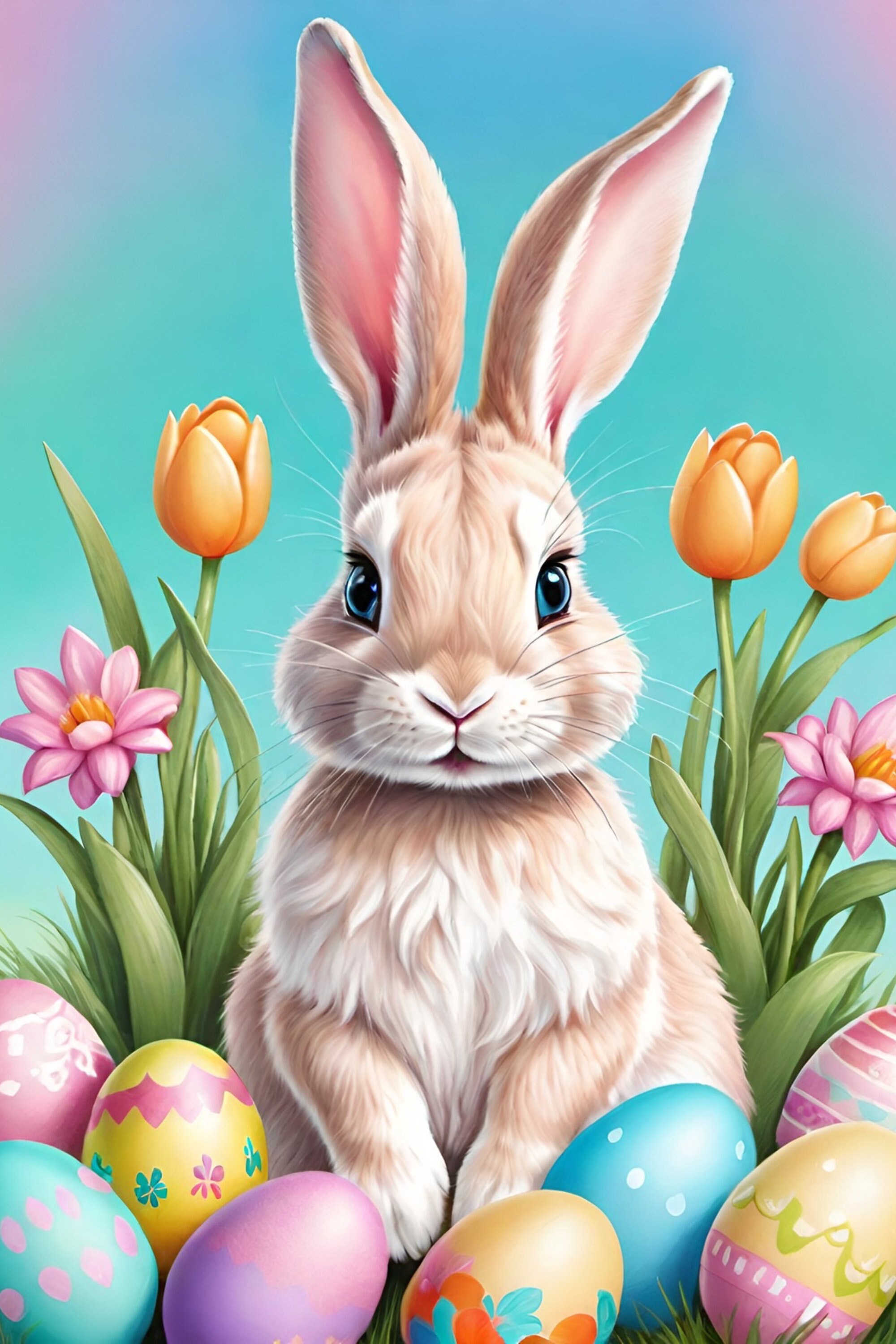 Easter Spring Bunny, Mouse ,flowers and Eggs Clip Art, Illustration Set ...