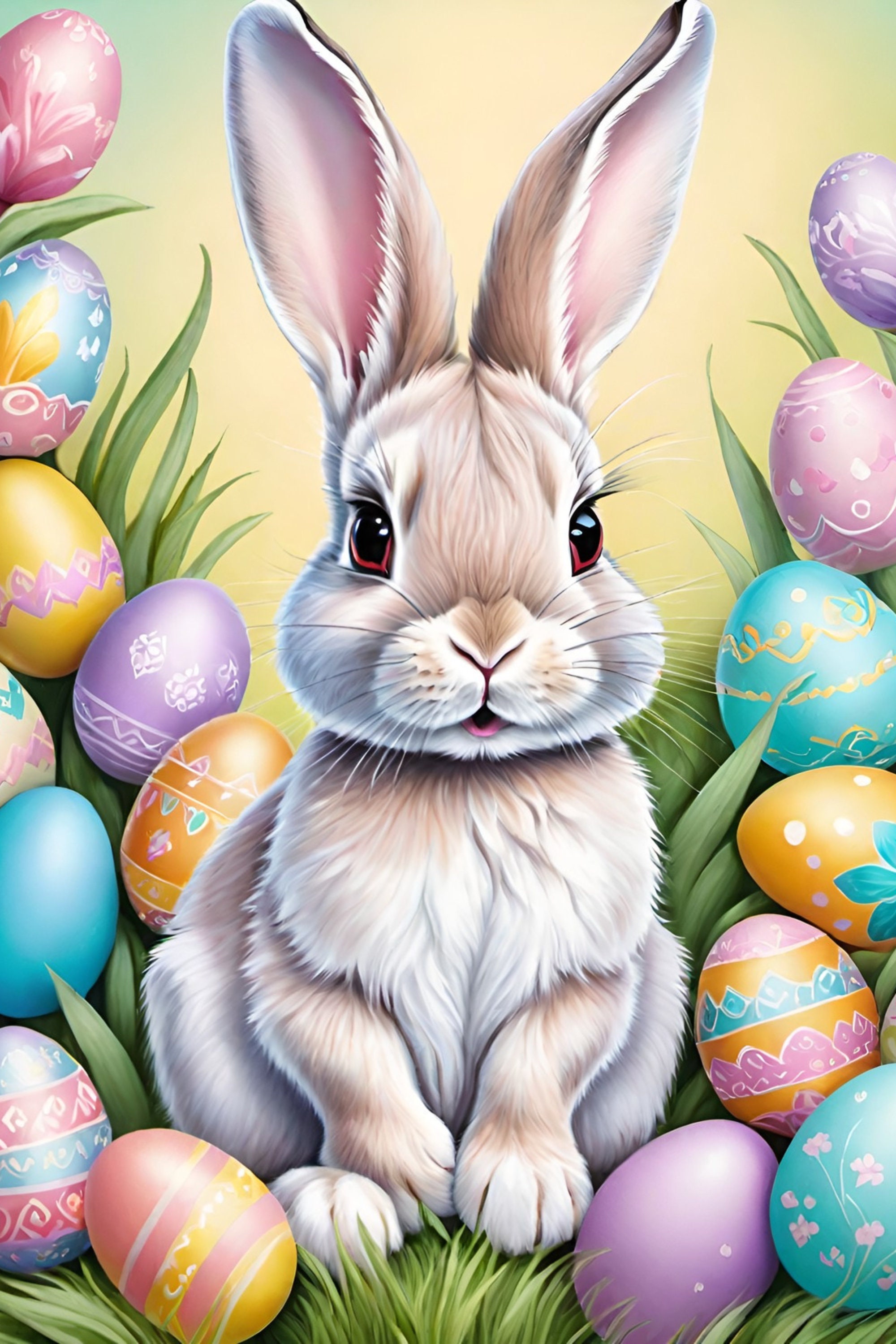 Easter Spring Bunny, Mouse ,flowers and Eggs Clip Art, Illustration Set ...