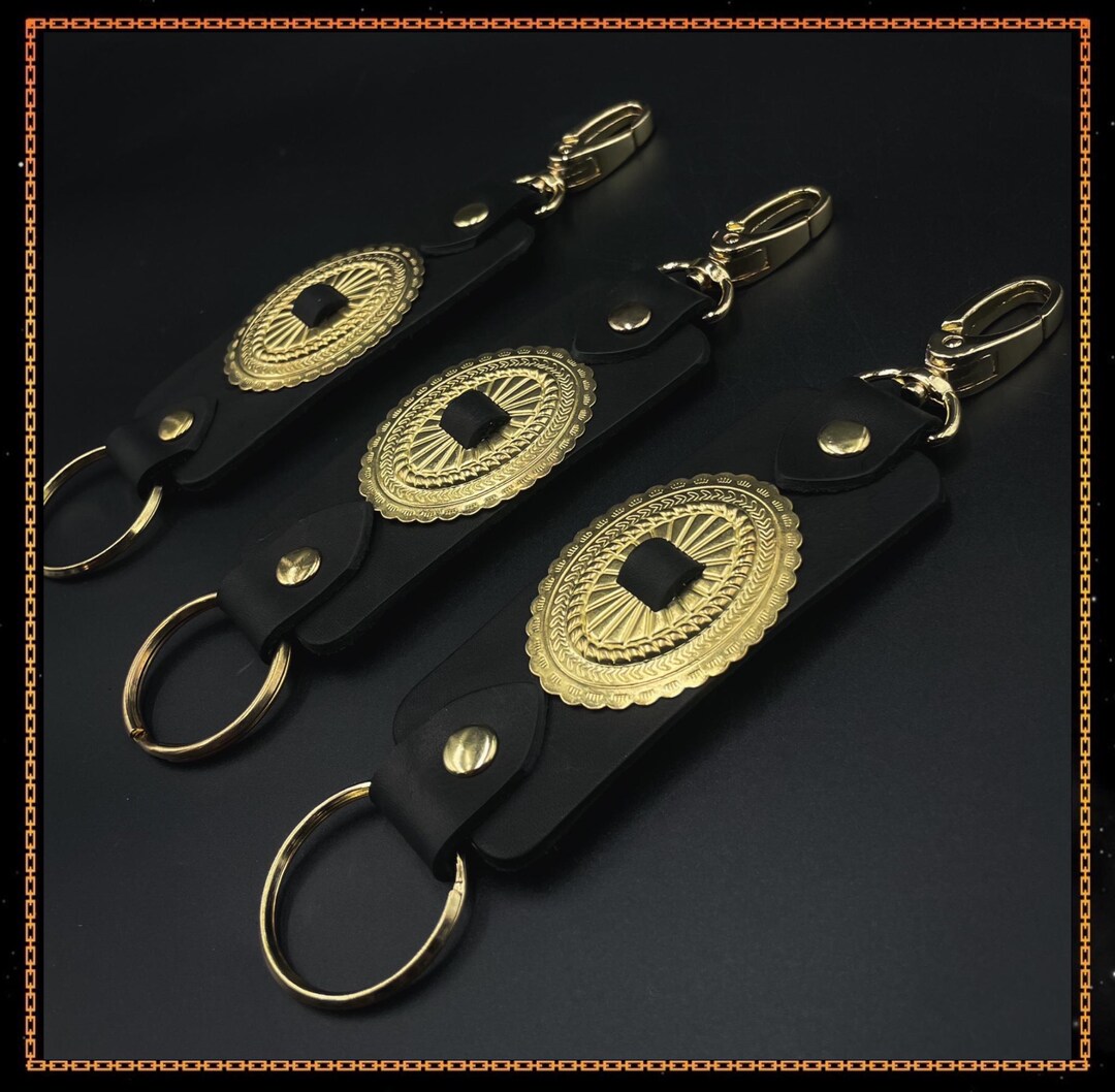 Studded Silver Concho Keychain - Etsy