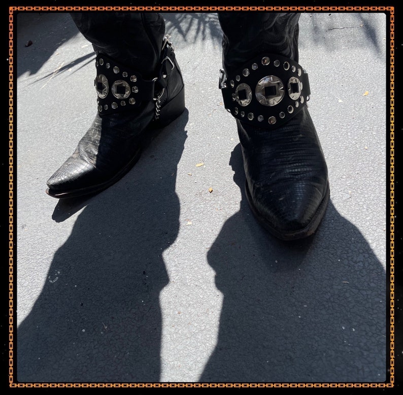 Black Leather Concho Bootstraps - Etsy