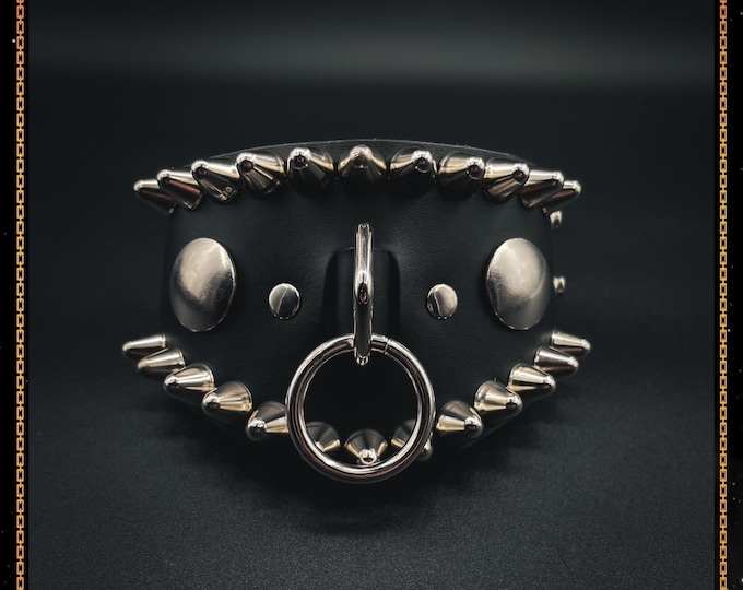 V-shaped Cone Studded Leather Bracelet - Etsy