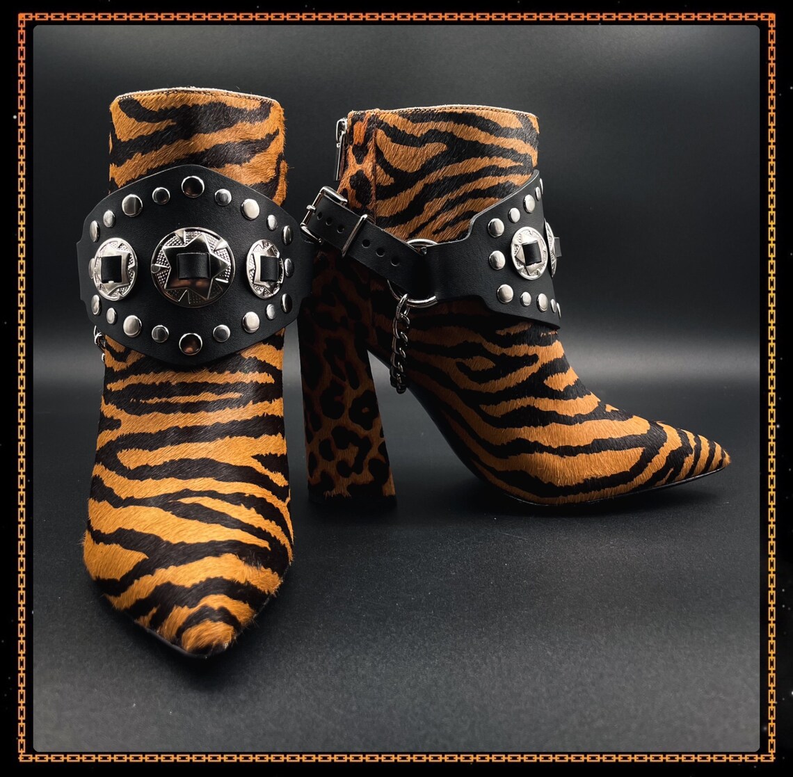 Black Leather Concho Bootstraps - Etsy