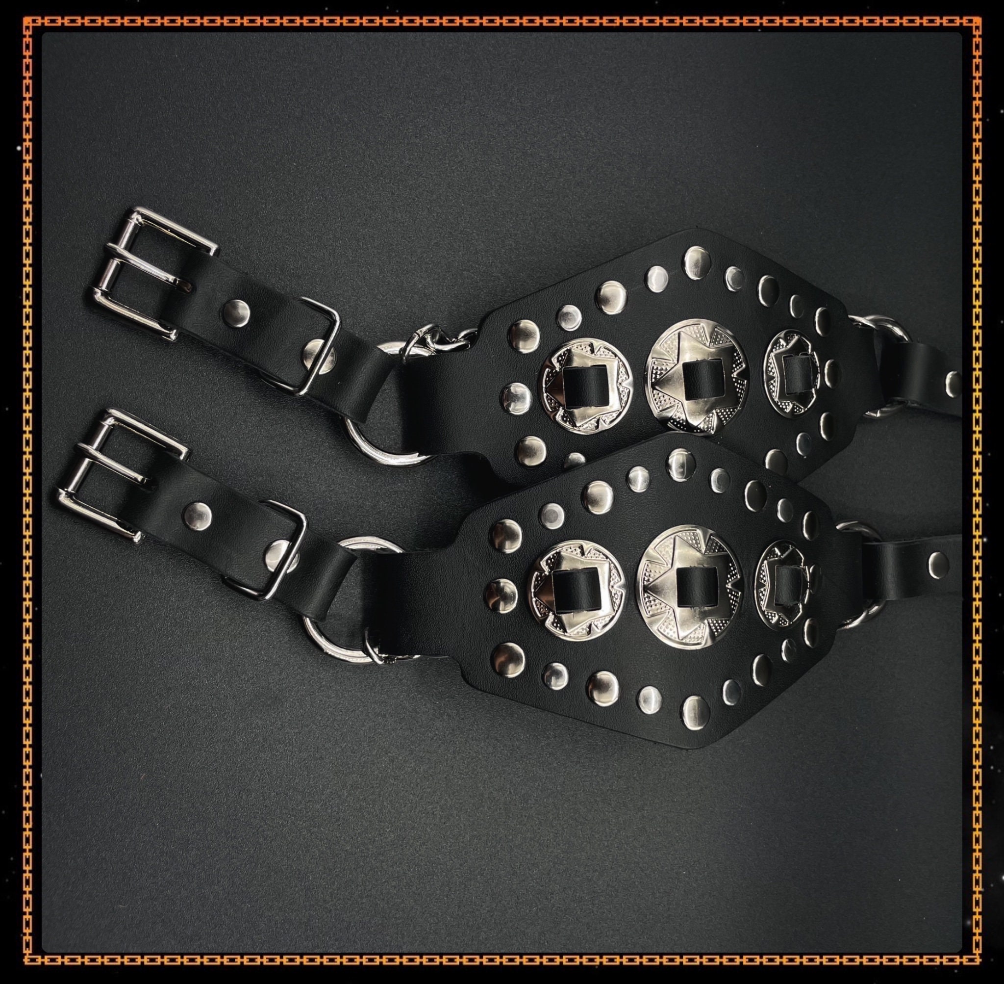 Black Leather Concho Bootstraps - Etsy