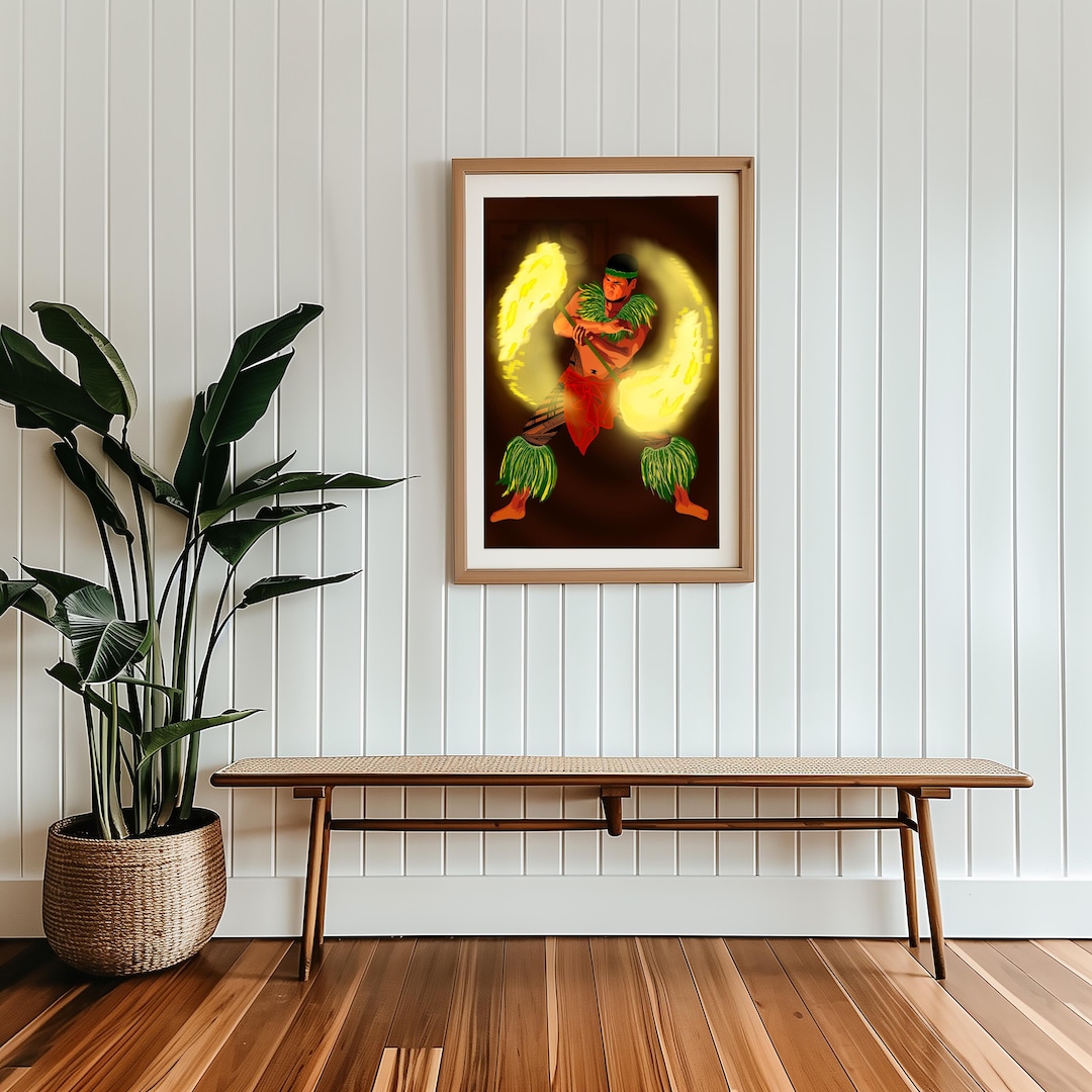 Samoan Siva Afi Art Print | Polynesian Fire Dancer, Island Decor ...