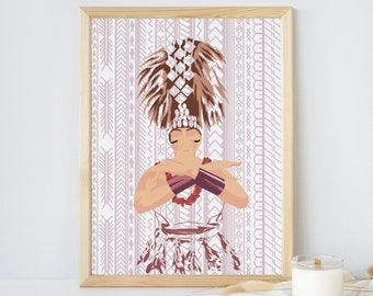 Samoan Taupou | Digital Art Download | Samoan Art | Samoan Girl ...