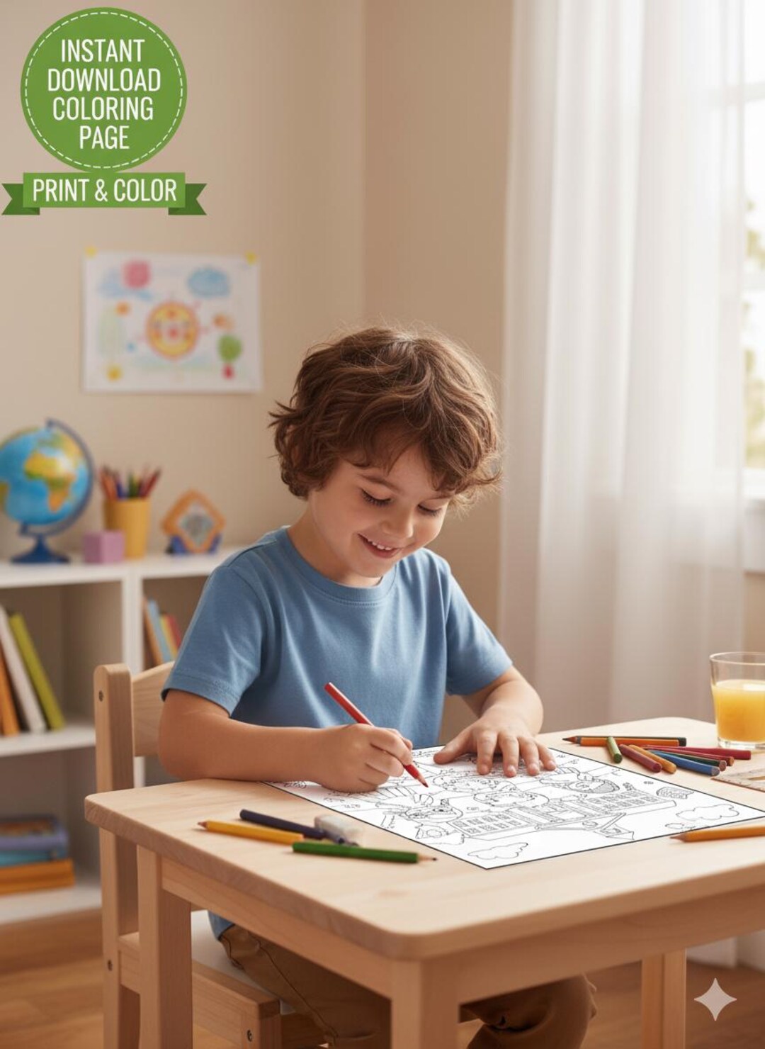 Back to School Coloring Page | Kids' Printable Activity (PDF) - Etsy
