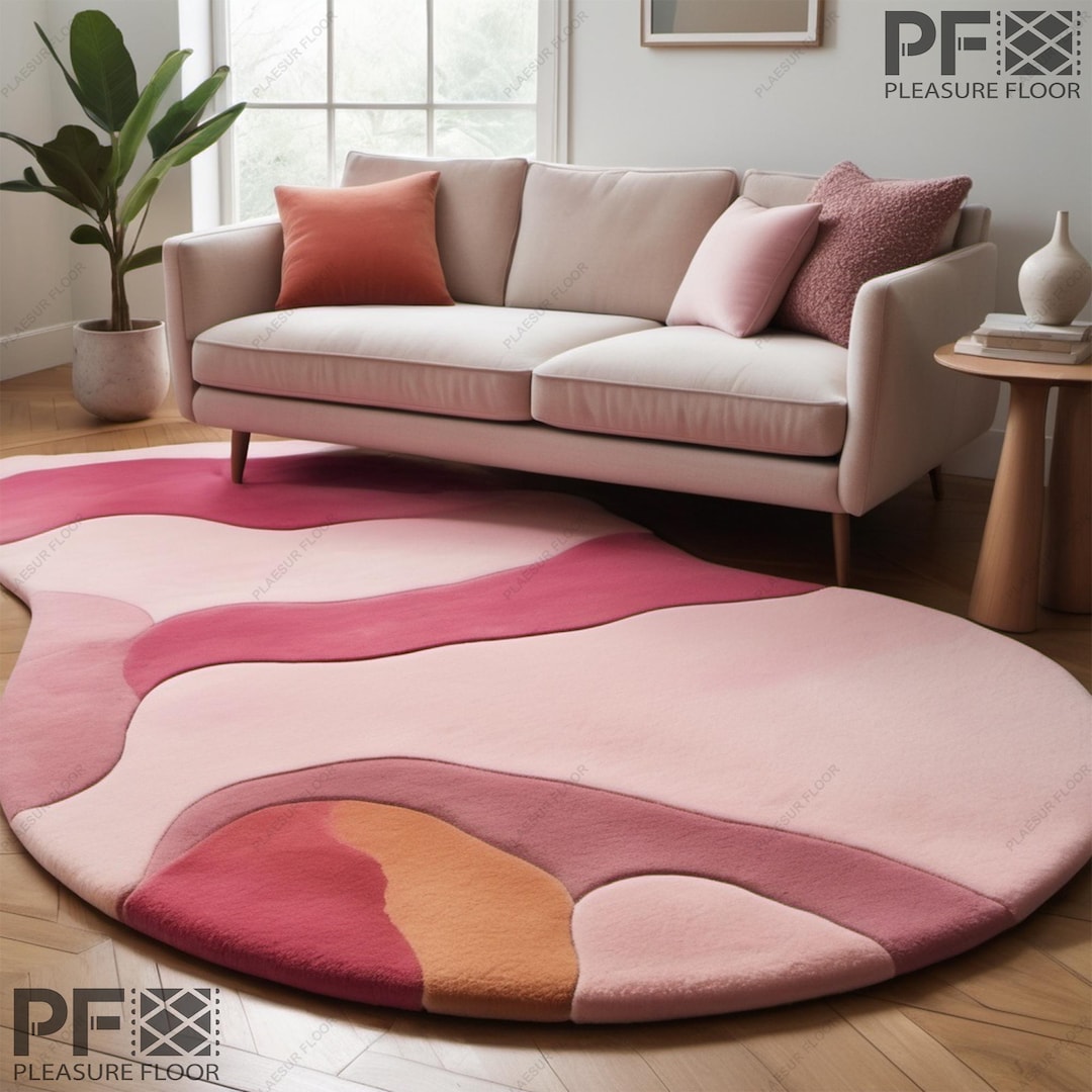 Modern Pink Irregular Shape Tufted Area Rug - Stylish Home Decor ...
