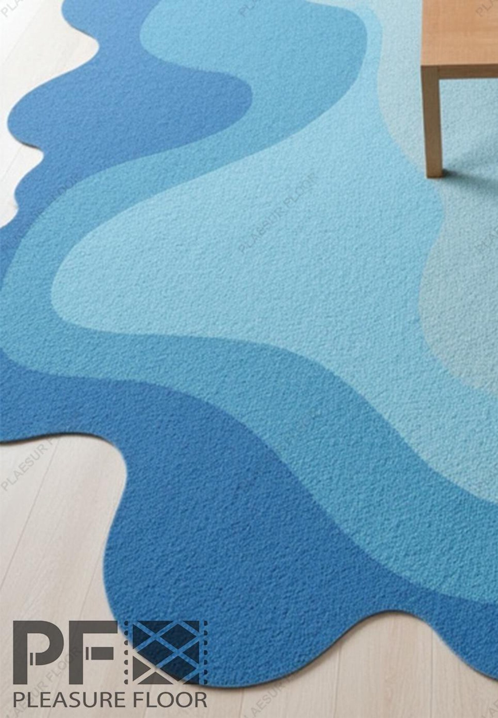 Sky-blue Irregular Shape Handmade Modern Tufted Area Rug - Stylish Home ...