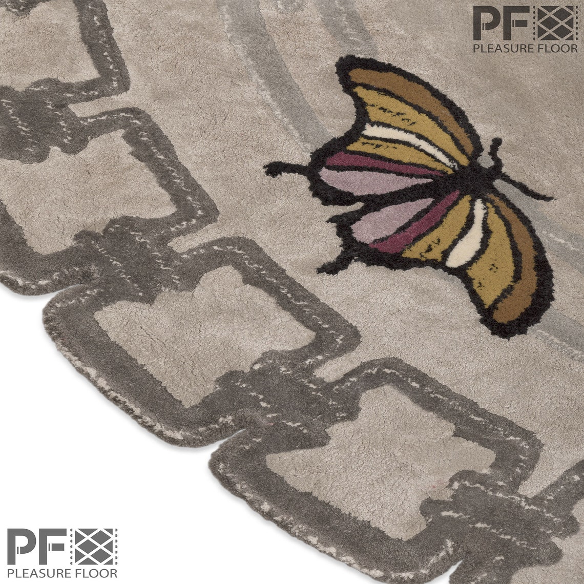 Round Butterfly Wool Rug 100% Woolen Area Rug for Hall Kitchen Living ...