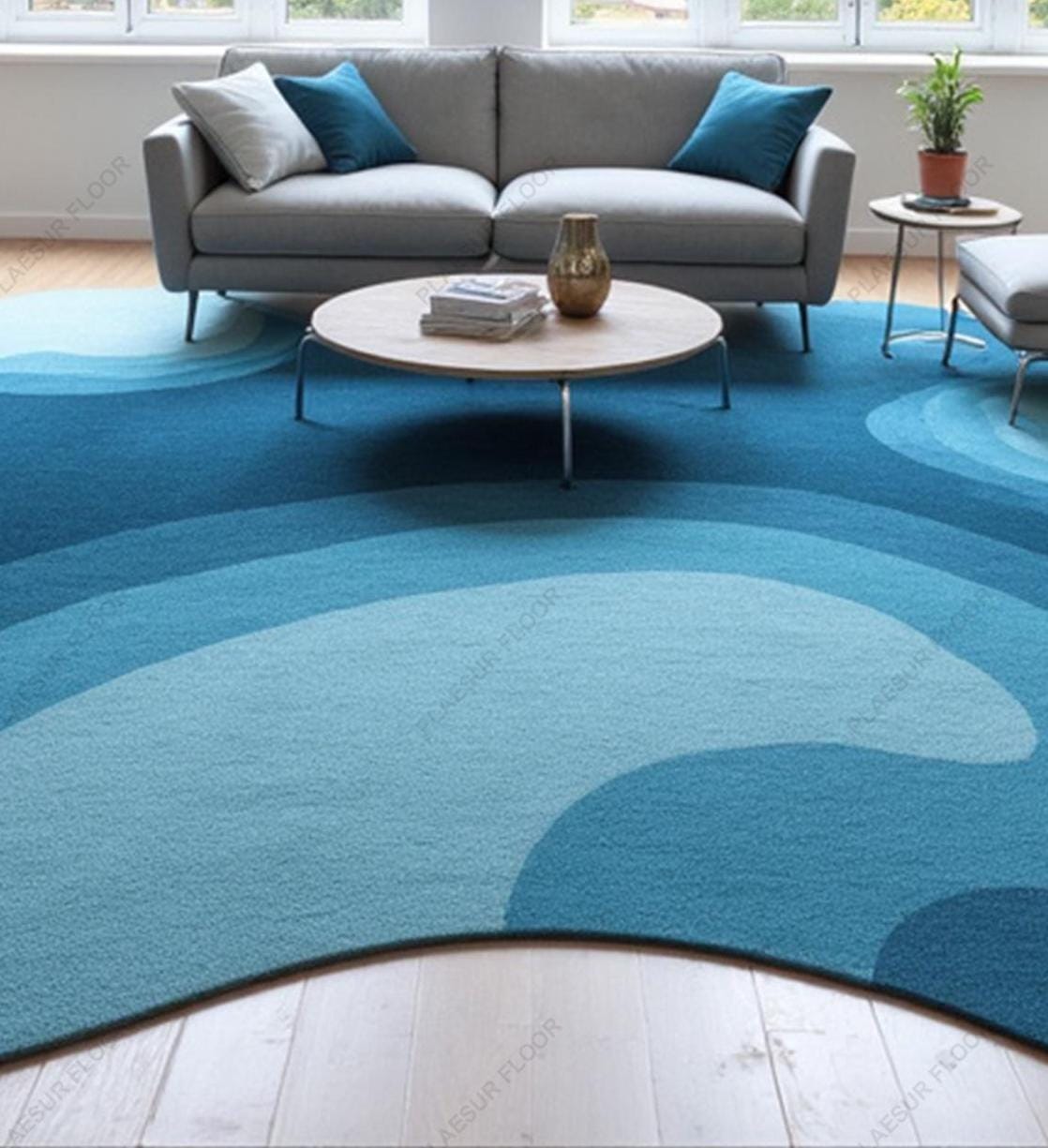 Modern Sky-blue Irregular Shape Tufted Area Rug - Stylish Home Decor ...