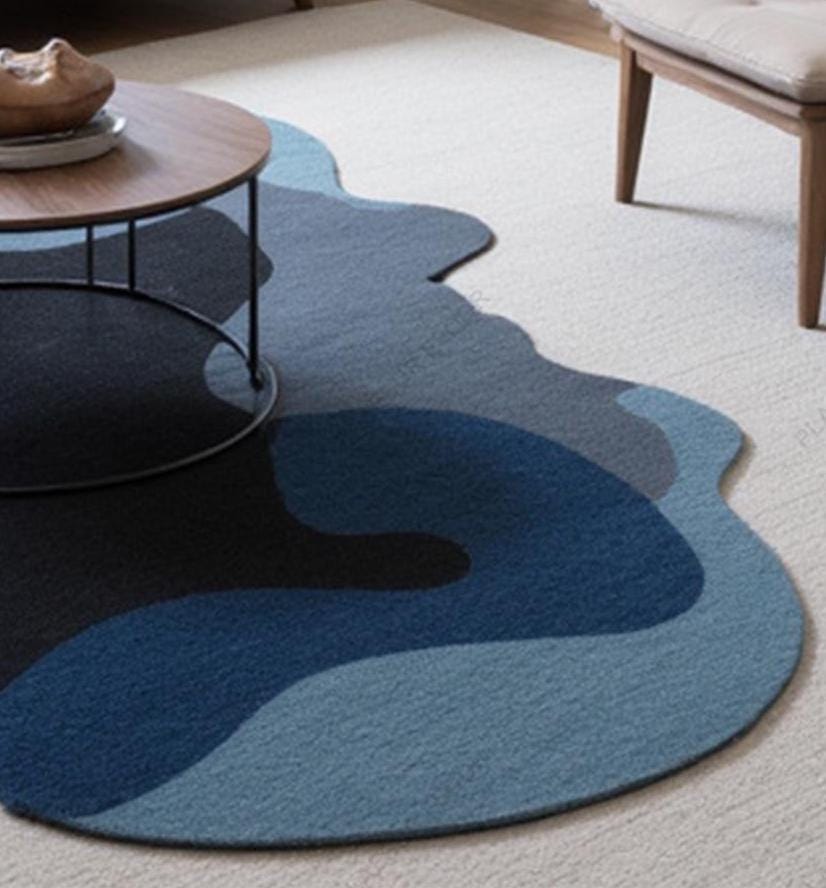Handmade Modern Black Blue Irregular Shape Tufted Area Rug - Stylish ...