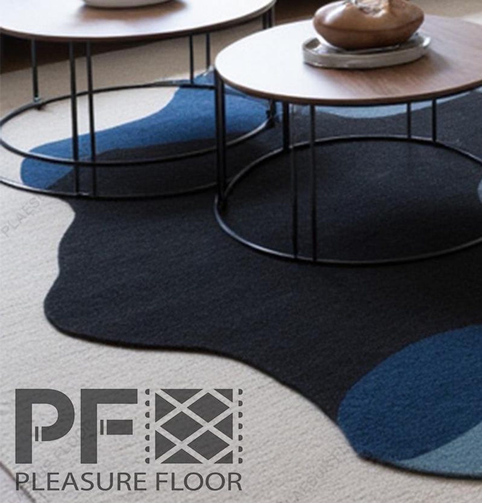 Handmade Modern Black Blue Irregular Shape Tufted Area Rug - Stylish ...