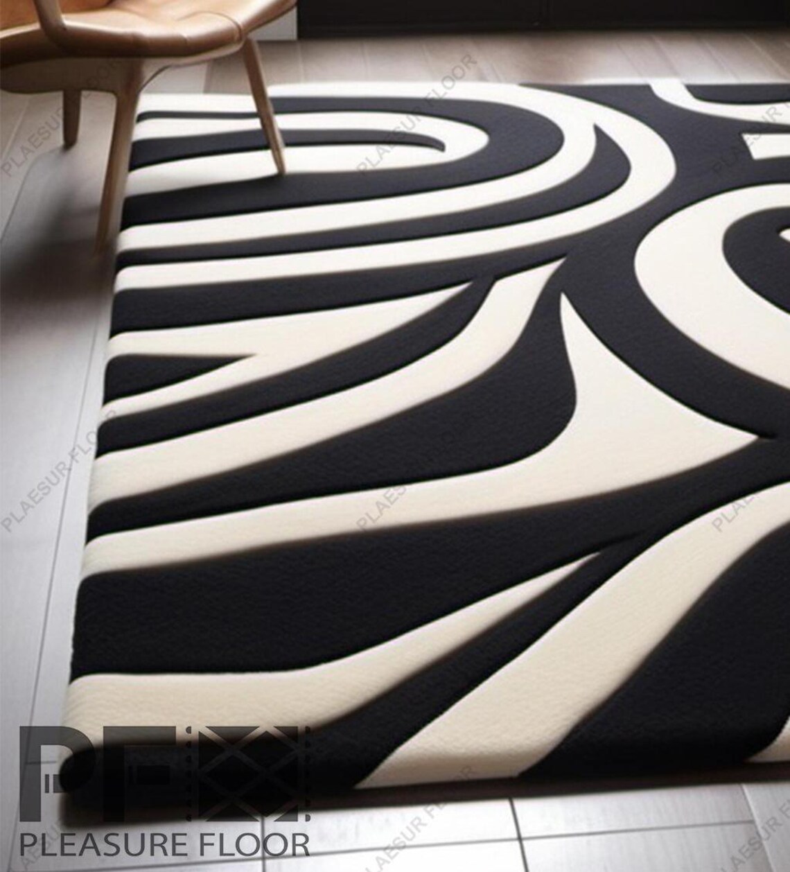 Handmade Wool Area Rug: Black and White Modern Design - Etsy