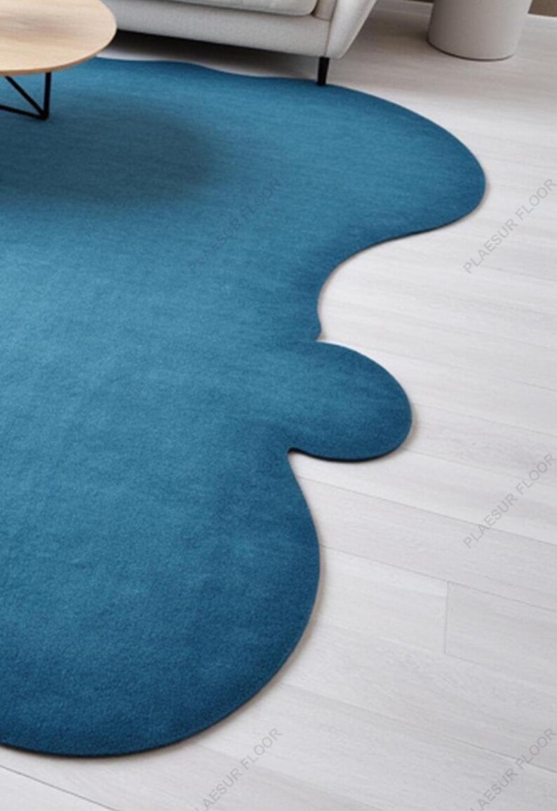 Modern Irregular Shape Solid Colour Tufted Wool Area Rug - Stylish Home ...
