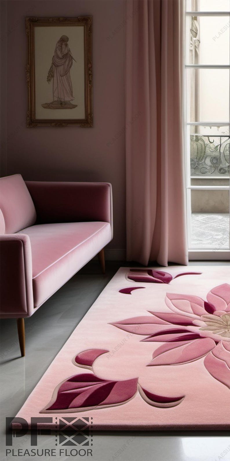 Pink Floral Handmade Tufted Area Rug - Stylish Home Decor Multiple ...