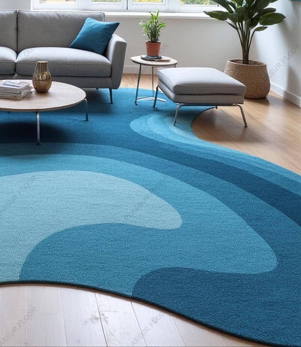 Modern Sky-blue Irregular Shape Tufted Area Rug - Stylish Home Decor ...