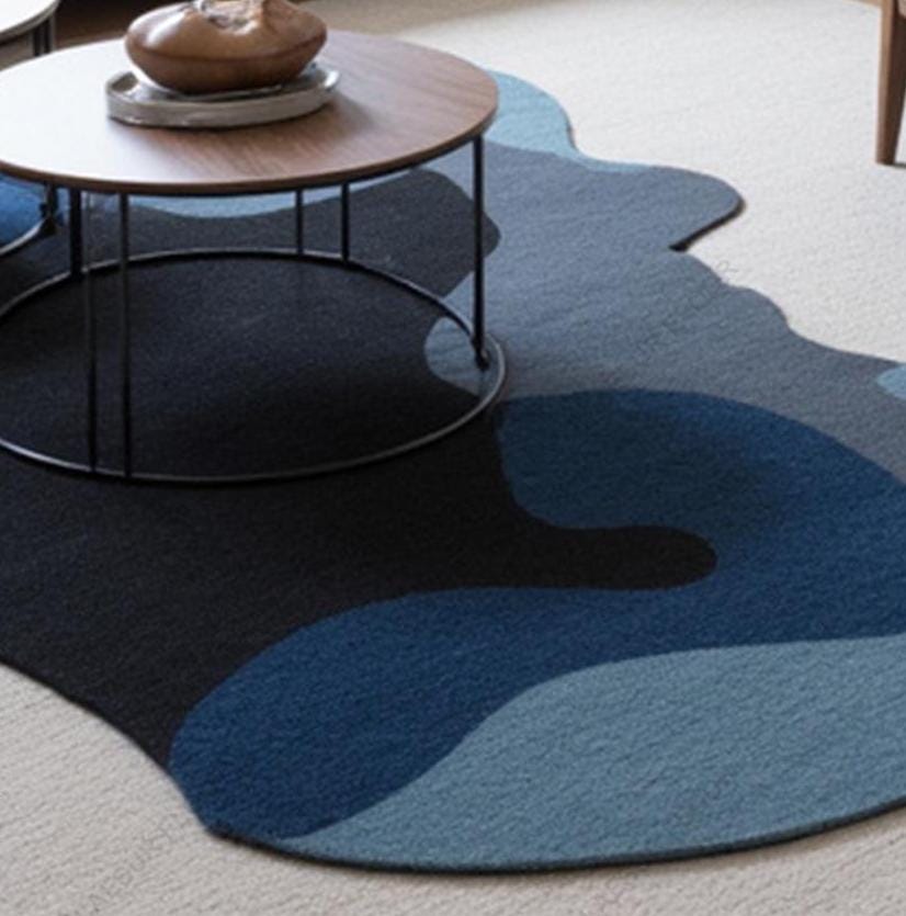 Handmade Modern Black Blue Irregular Shape Tufted Area Rug - Stylish ...