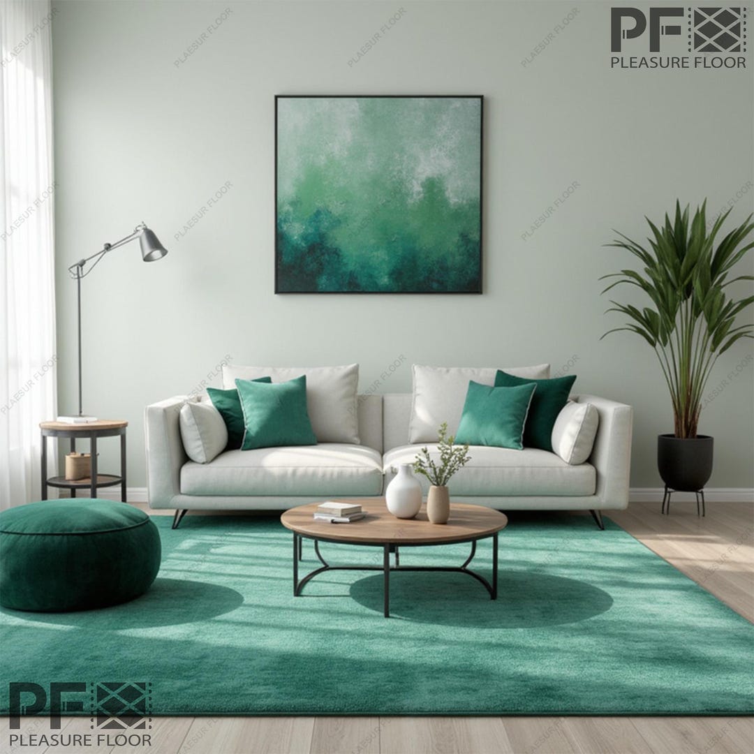 Modern Solid Teal Green Colour Handmade Plan Rug Premium Luxury Rug ...