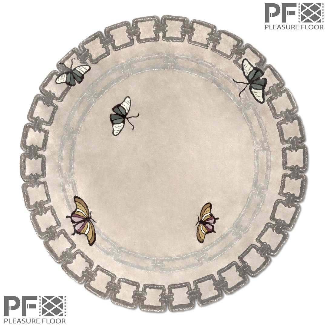 Round Butterfly Wool Rug 100% Woolen Area Rug for Hall Kitchen Living ...