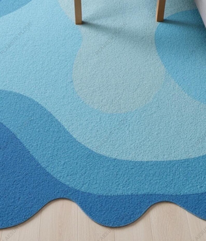 Sky-blue Irregular Shape Handmade Modern Tufted Area Rug - Stylish Home ...