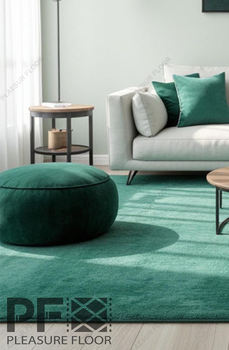 Handmade Wool Rug: Solid Teal Green, Modern Luxury - Etsy