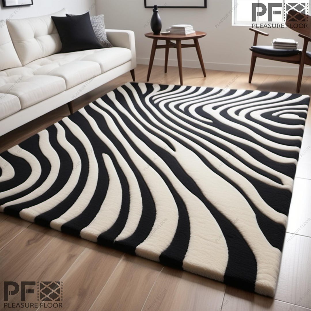 Modern Handmade Black and White Tufted Area Rug - Stylish Home Decor ...