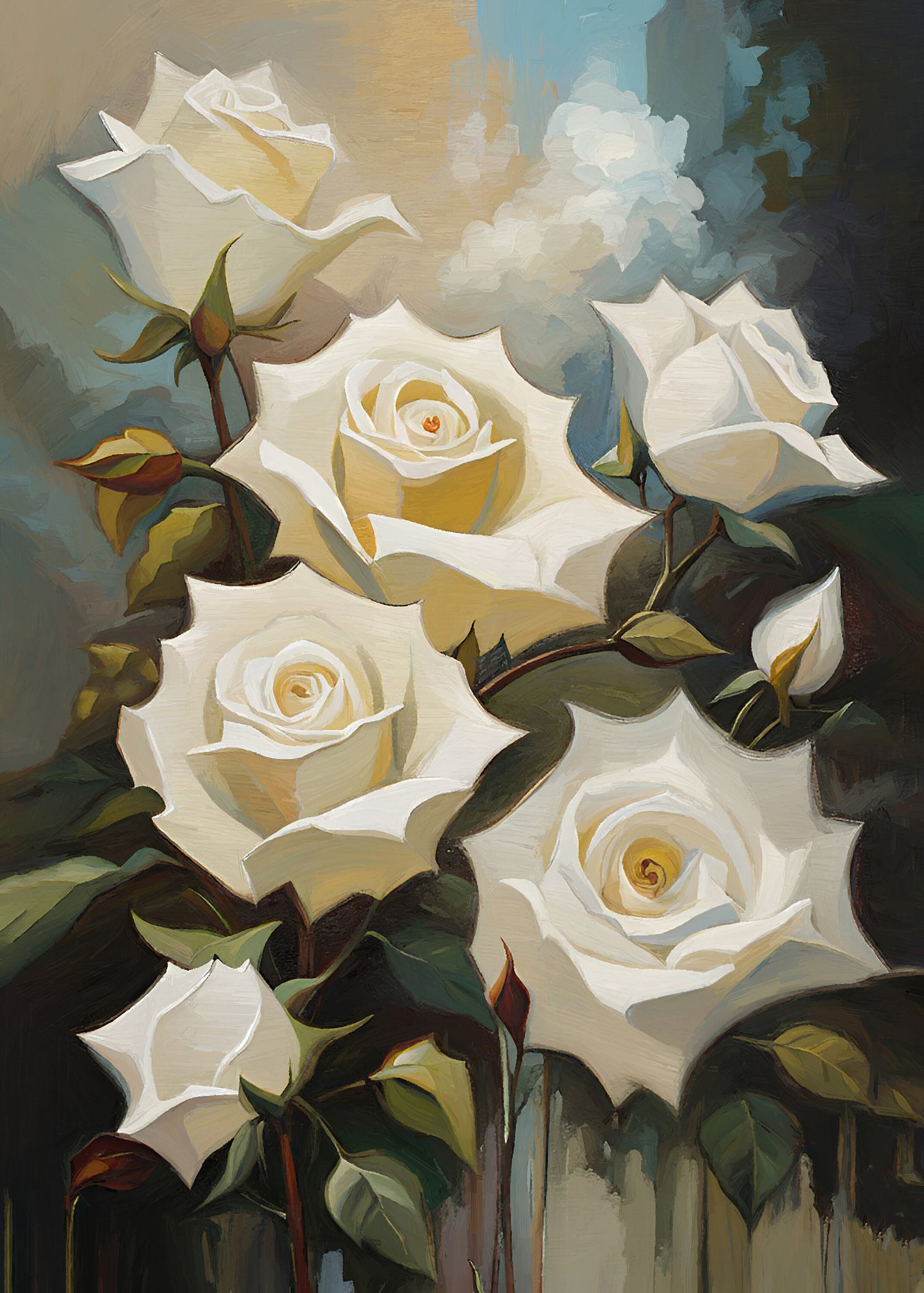 White Rose Paintings HQ Digital Canvas Print Wall Art - Etsy