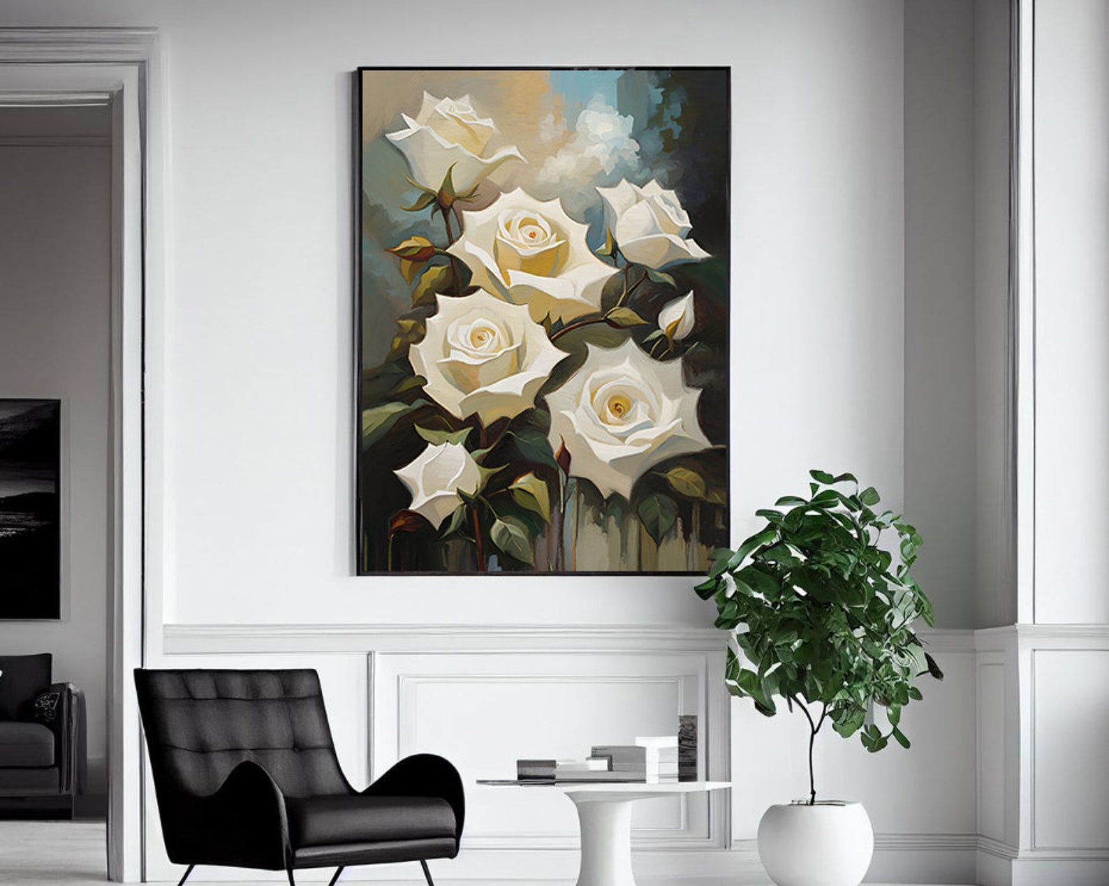 White Rose Paintings HQ Digital Canvas Print Wall Art - Etsy