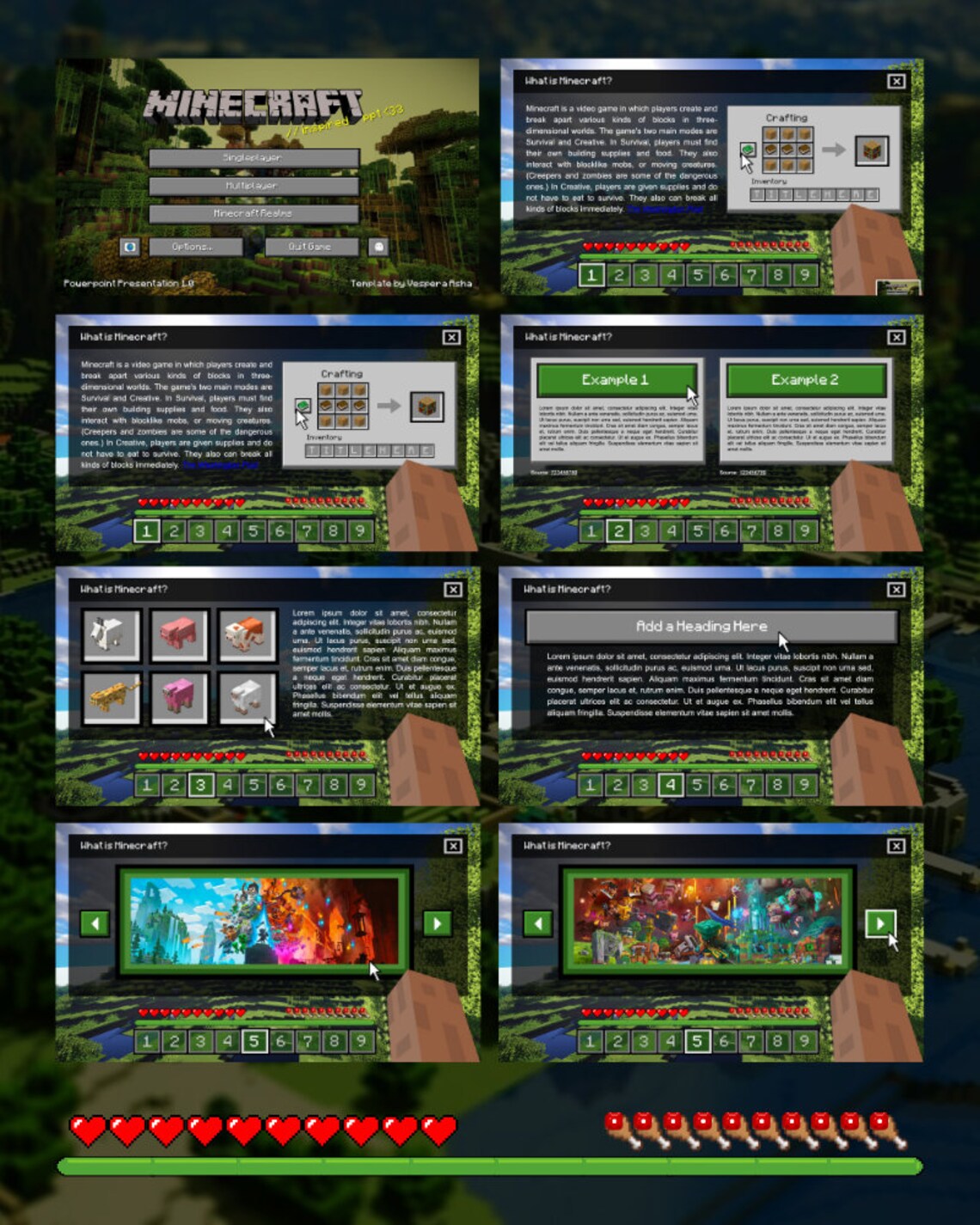 MINECRAFT Inspired Editable Powerpoint Template by Vespera Asha ...