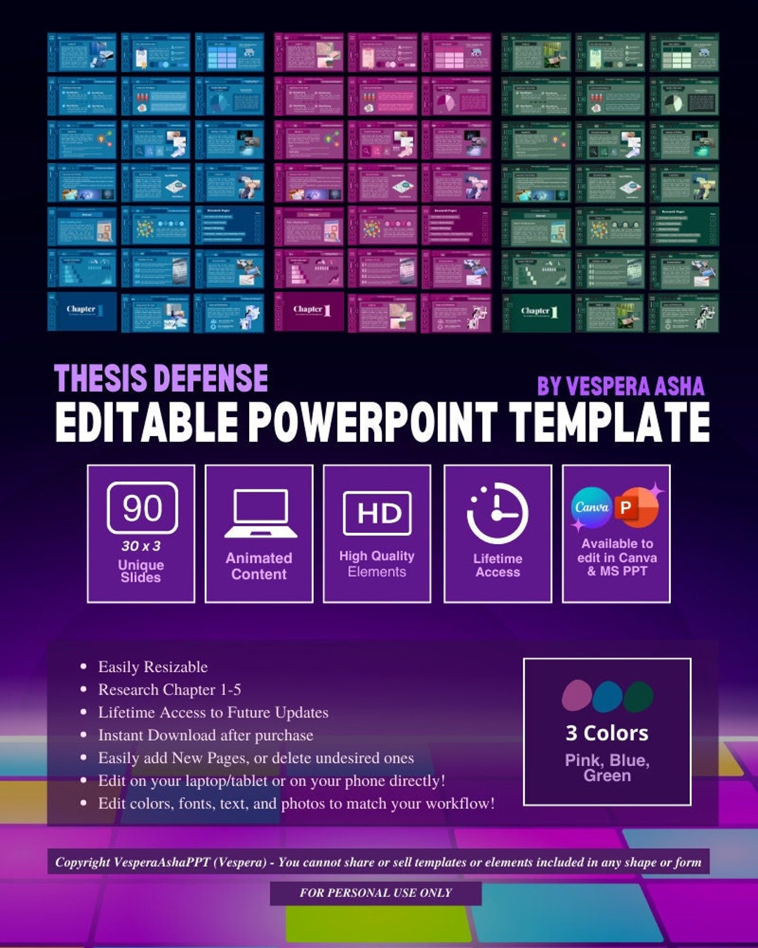 Thesis Defense Editable Powerpoint Template Bundle 90 Slides of Research PPT by Vespera Asha ...
