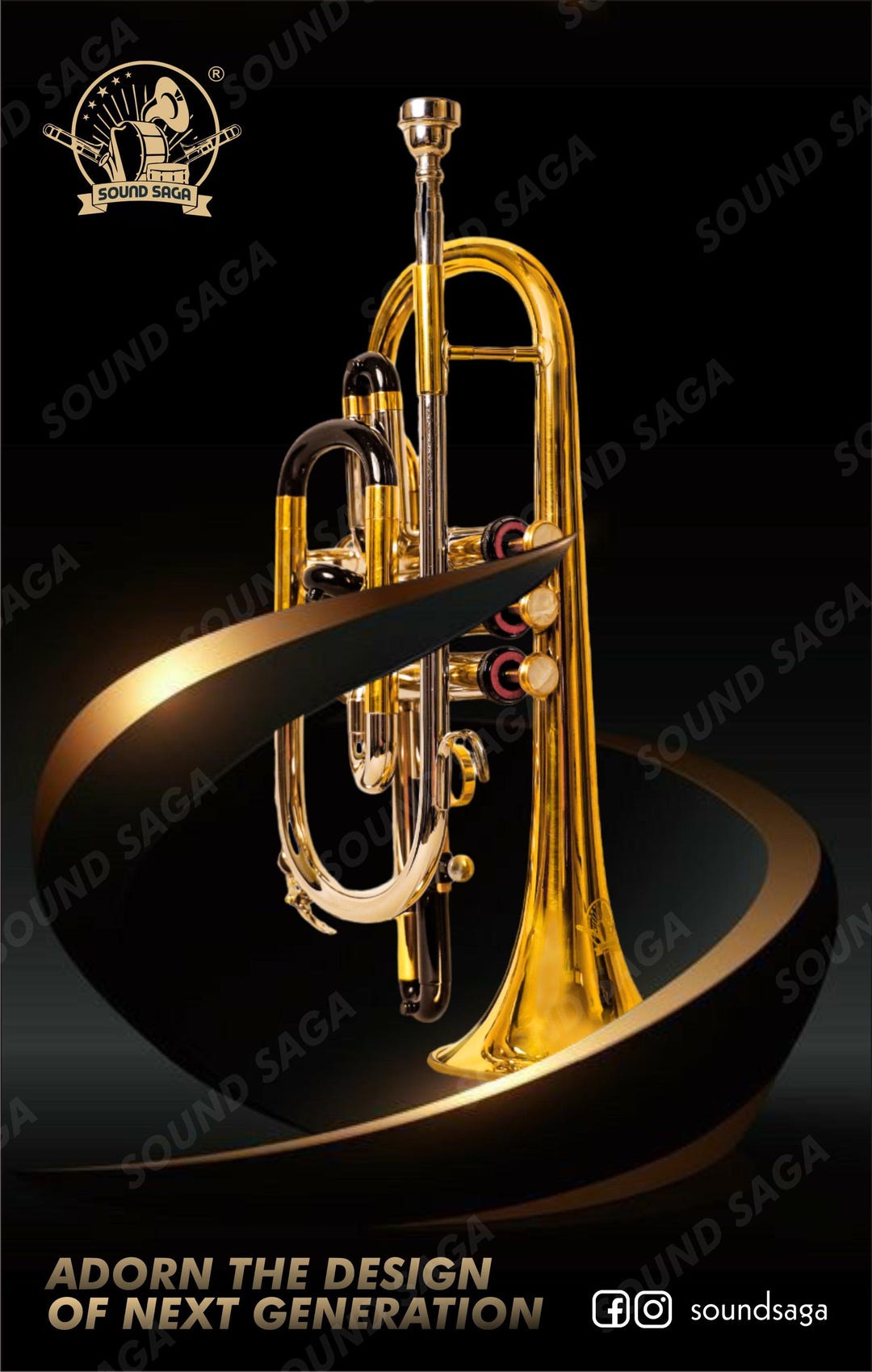 SOUND SAGA® Cornet Trumpet With All Accessories Including Mouthpiece ...
