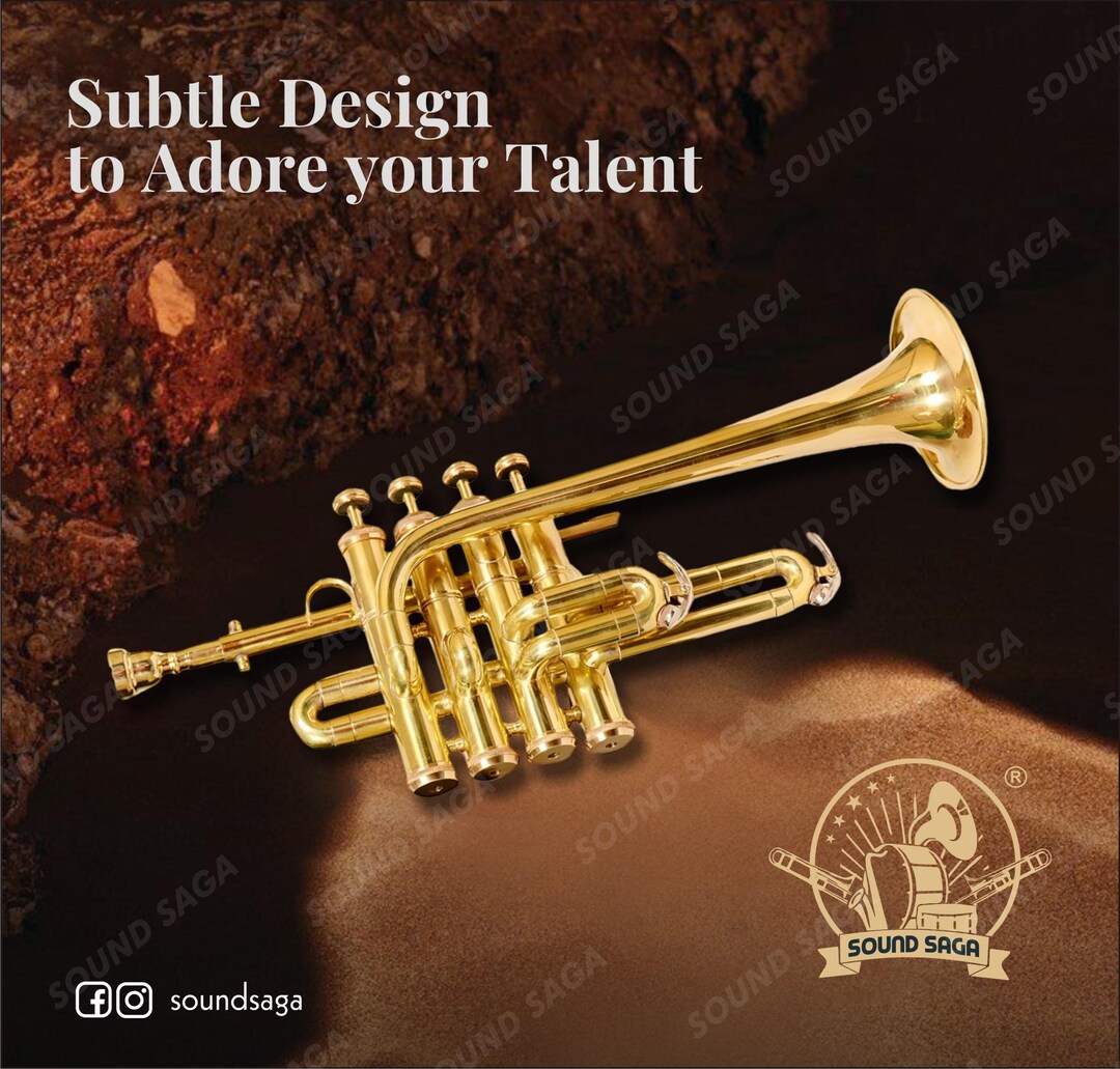 SOUND SAGA® Piccolo Trumpet With All Accessories Including Mouthpiece ...