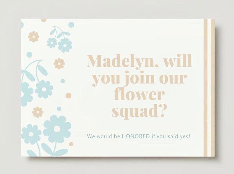 Flower Girl Proposal Card, Wedding, Editable - Etsy