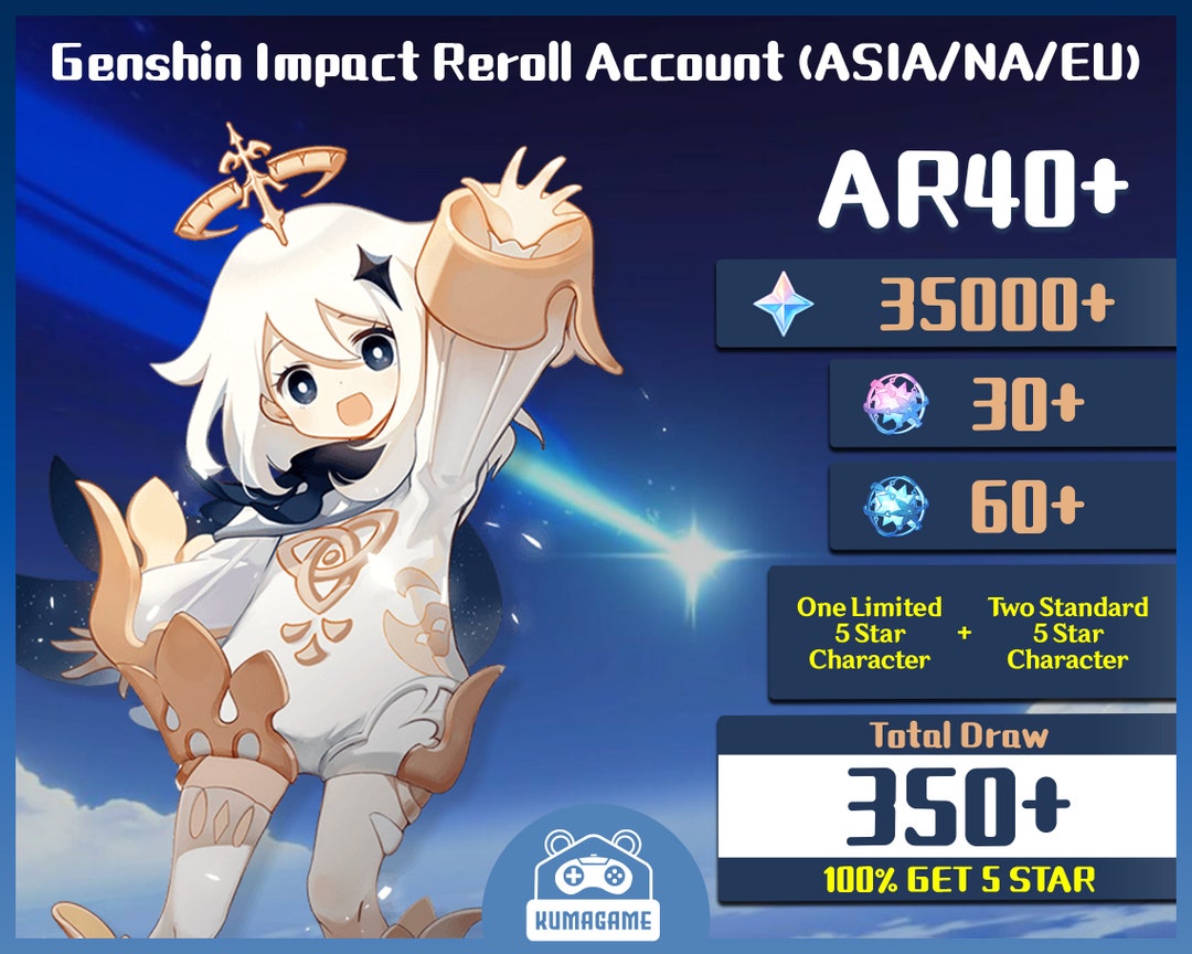 Genshin Impact Reroll Account 350 Draw 1 Limited 2 Standard AR40 Asia ...