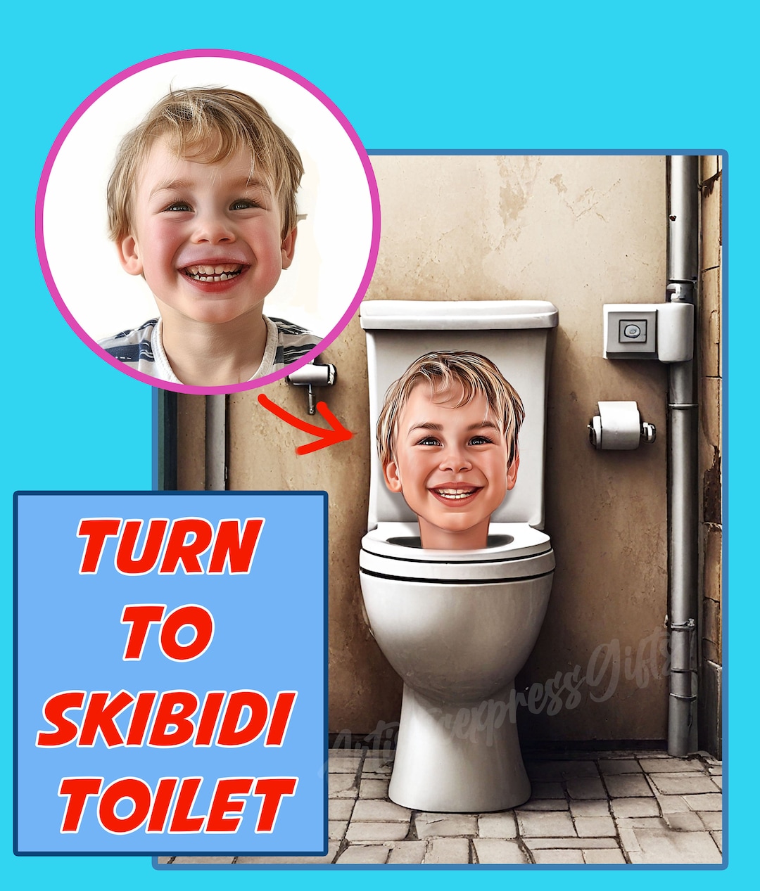 Custom Skibidi Toilet Portrait – Personalized Funny Caricature on ...