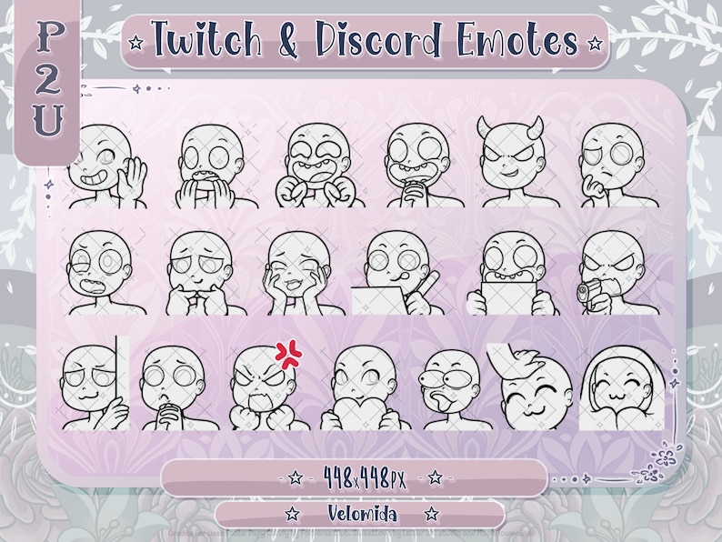 19x Diy Emote Bases Cartoonish Twitch Youtube Discord Etsy 