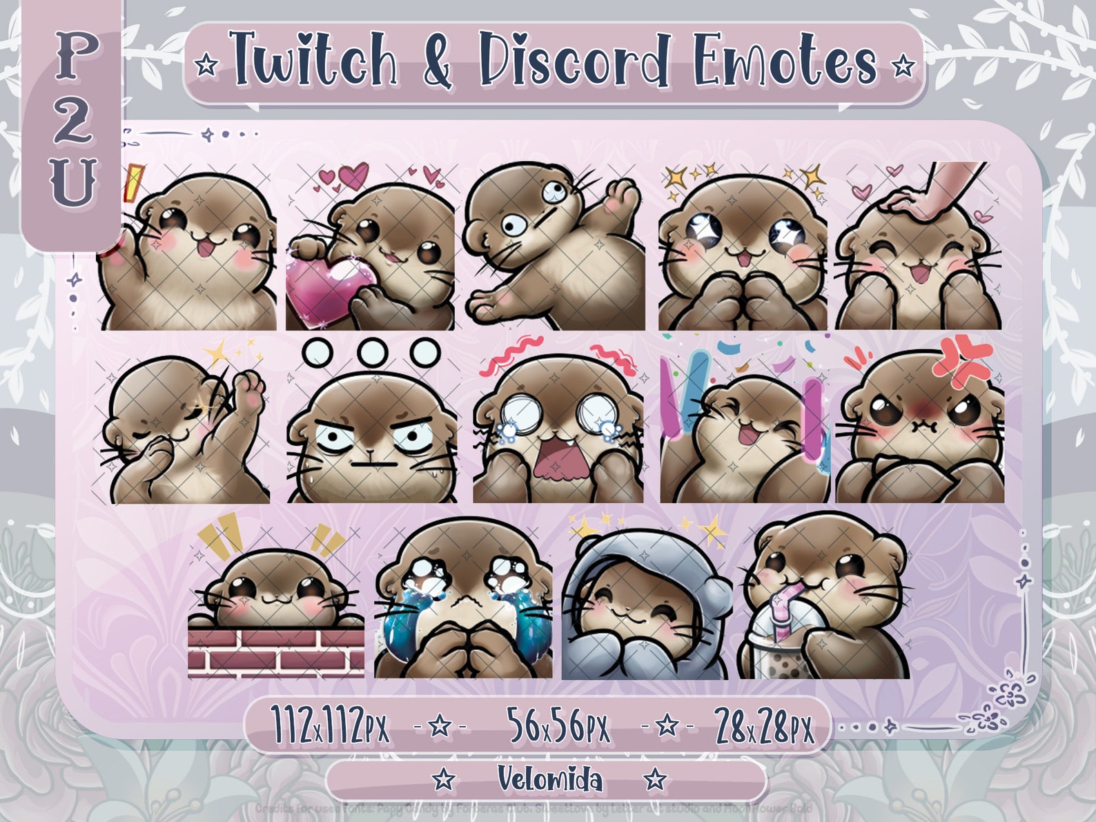 14x Kawaii/cute Otter Emotes Twitch / Youtube / Discord - Etsy