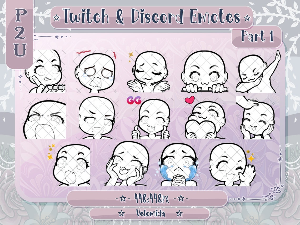 14x DIY Emote Bases Animestyle Version 1 Twitch / Youtube / - Etsy