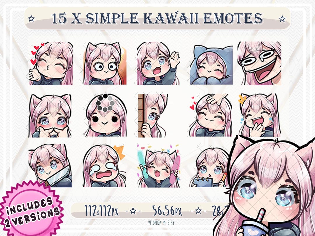 15 Cute/kawaii Pink R2U Simple Emotes Version 2 Twitch / Youtube ...