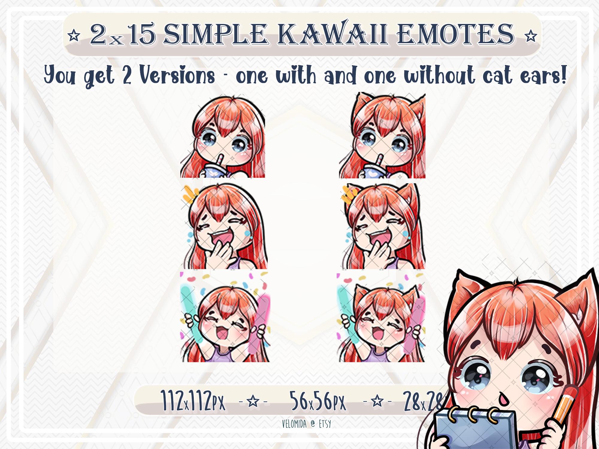 2x15 Cute/kawaii Ginger/red R2U Simple Emotes Twitch / Youtube ...